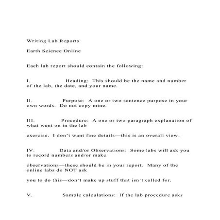 Writing Lab Reports Earth Science Online Each lab re.docx