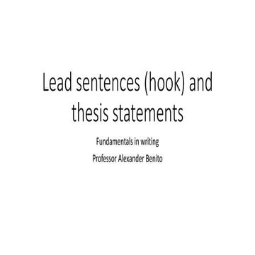 Writing lead sentences and thesis statements | PPT
