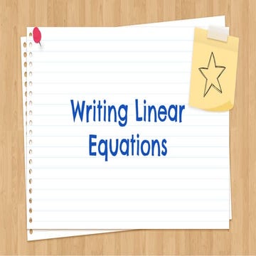 Writing Linear Equations | PDF