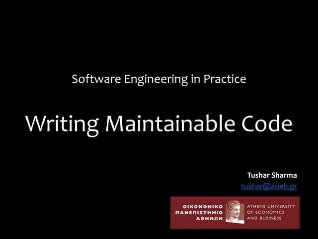 Writing Maintainable Code Ppt 2610