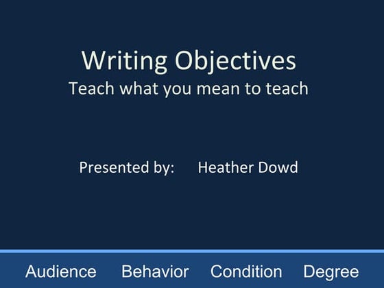 Writing Objectives | PPT | Education