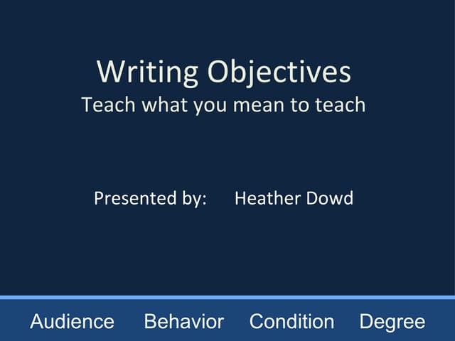 Learning Objectives | PPT