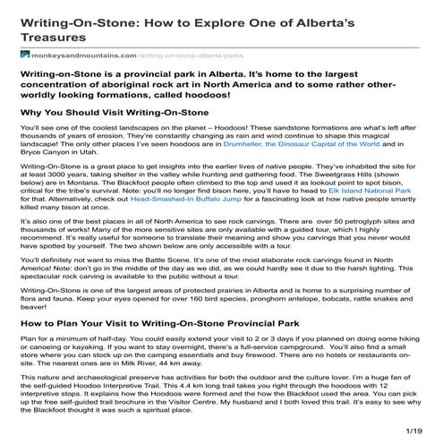 Writing-On-Stone: How to Explore One of Alberta’s Treasures | PDF