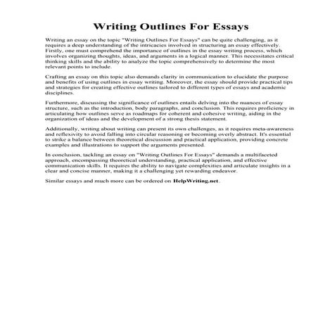 Writing Outlines For Essays | PDF