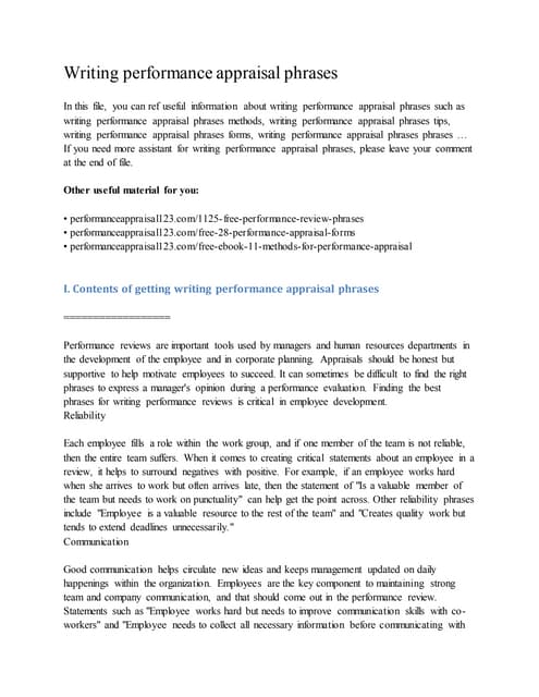 How to fill up performance appraisal form | DOCX