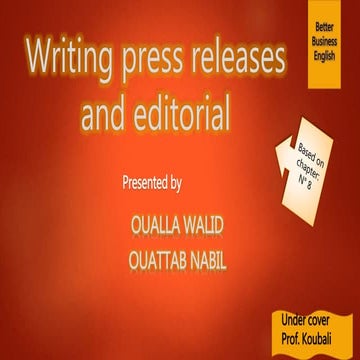 Writing press releases and editorial | PPTX