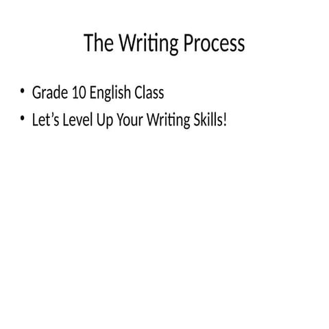 The Writing Process for Grade 10 Students | PPTX