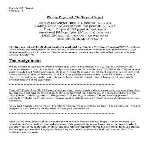 Writing project #1 eng 102 day | PDF