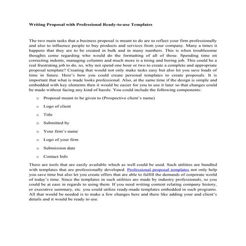 Writing proposal with professional ready to-use templates | DOC