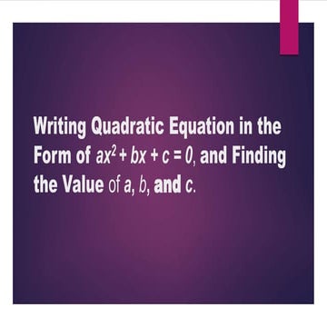 Writing quadratic equation | PPTX