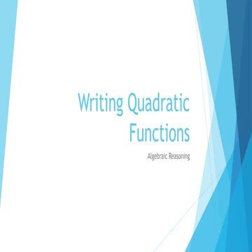 Writing Quadratic Equations Ppt
