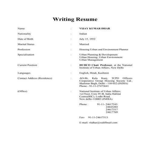 Writing Resume | DOC