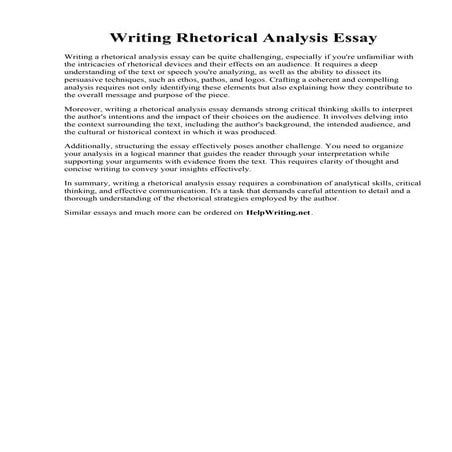 Writing Rhetorical Analysis Essay | PDF