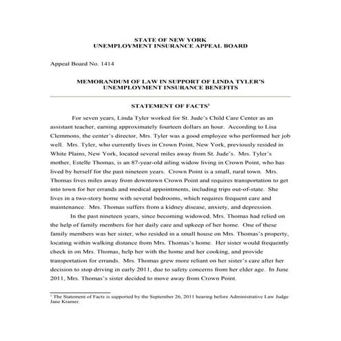 Writing Sample - Pro Bono Case | DOC