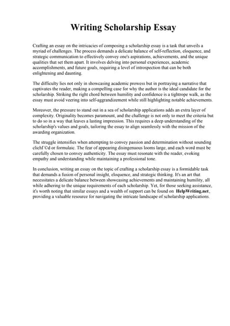 Write A Scholarship Essay | PDF