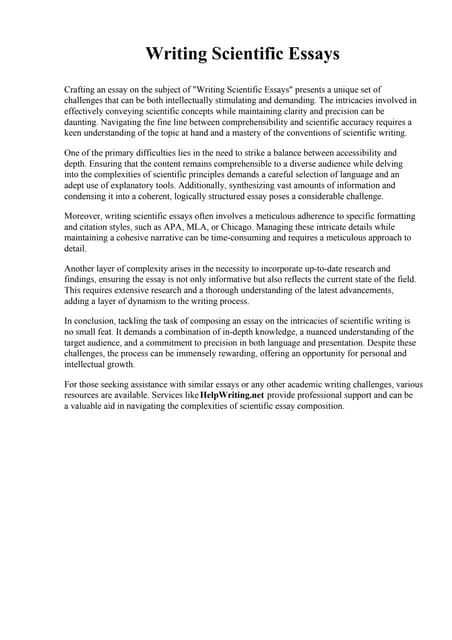Example Of Scientific Essay. Boricua College | PDF