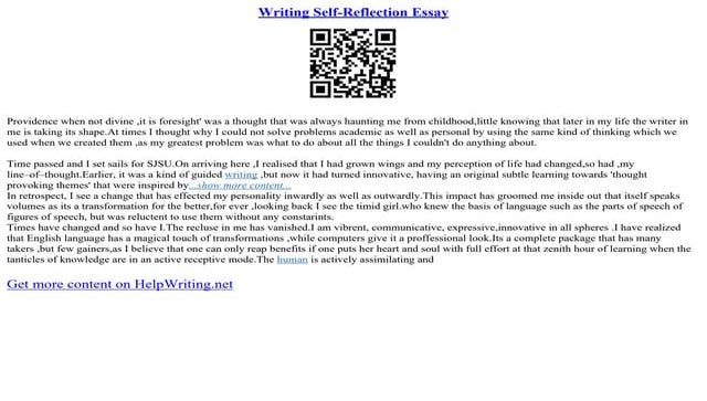 Writing Self Reflection