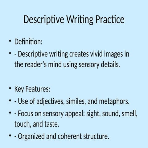 Writing skills (Poster Presentation and descriptive writing) | PPTX