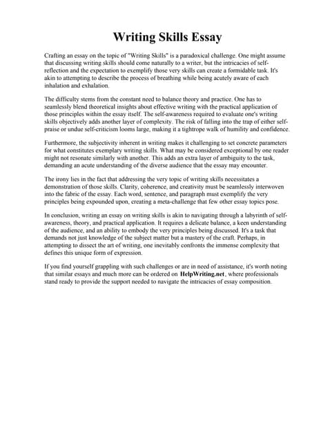 Writing Skills Essay Pdf