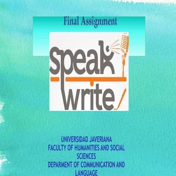 Writing & speaking assignment final exam 2018 1 ok | PPT