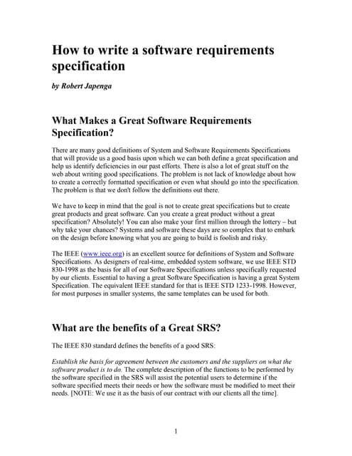 SRS(software requirement specification) | PPTX