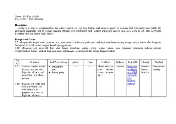 Story board writing | DOCX