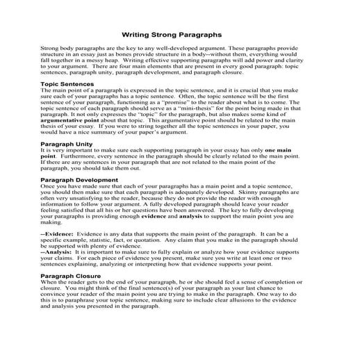 Writing strong paragraphs | PDF