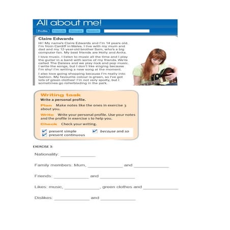 Writing task personal profile | PDF