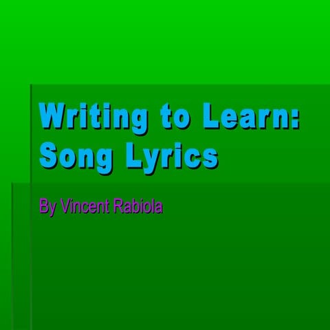 Vincent Rabiola - Writing to learn song lyrics | PPT | Music ...