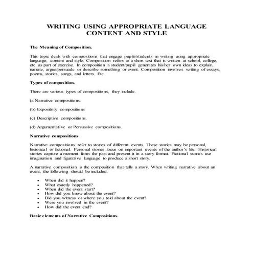 Writing using appropriate language content and style | PDF