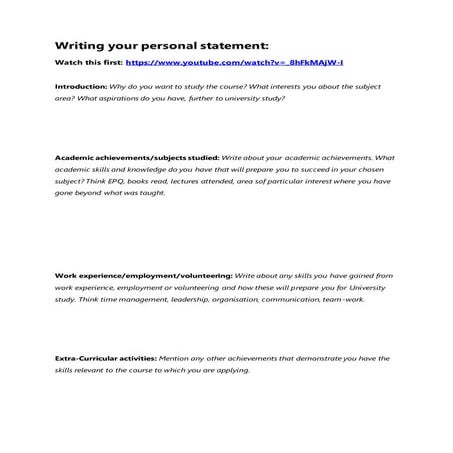 Writing your personal statement | DOCX