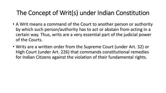 Writ – types of writ | PPT | Hinduism | Religion & Spirituality