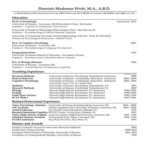 Writt curriculum vitae_2011 | PDF