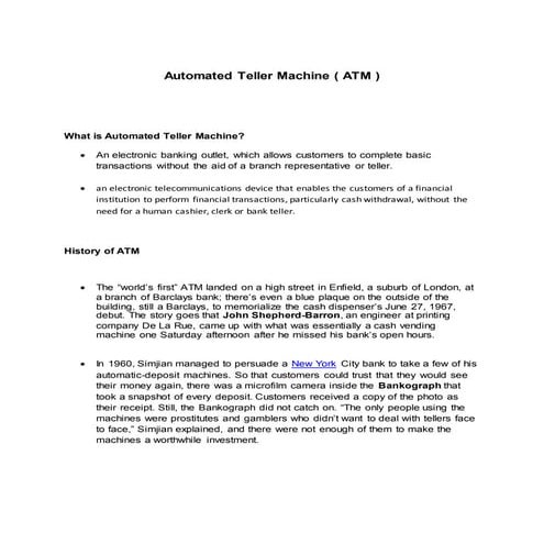 Automated Teller Machine | DOCX