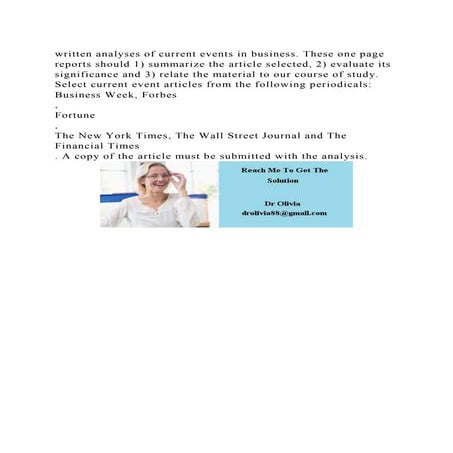 written analyses of current events in business. These one page repor ...