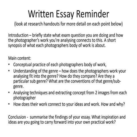 Written Essay reminders | PPT
