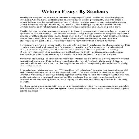 Written Essays By Students | PDF