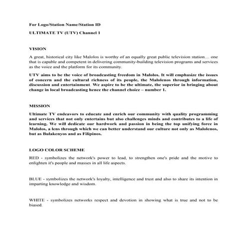 Written report logo station id channel 1 | PDF