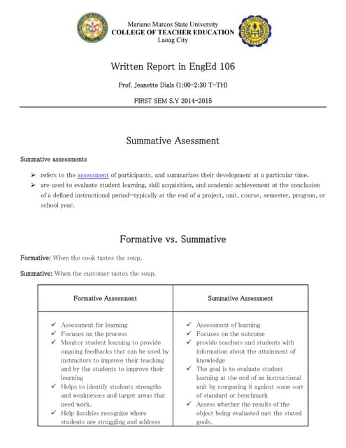 Summative and formative assessment | PDF
