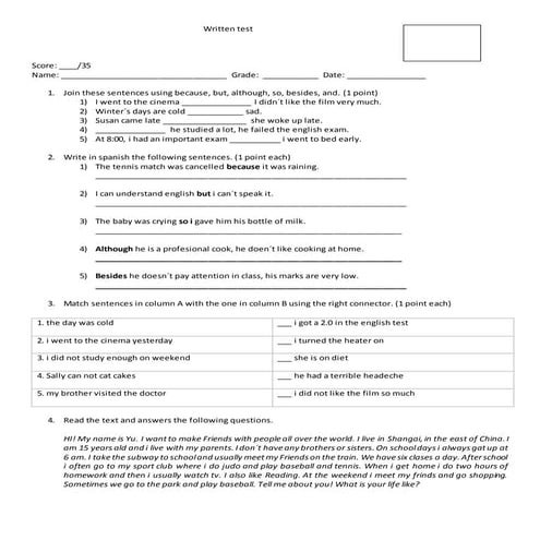 Written test 2 medio | DOCX