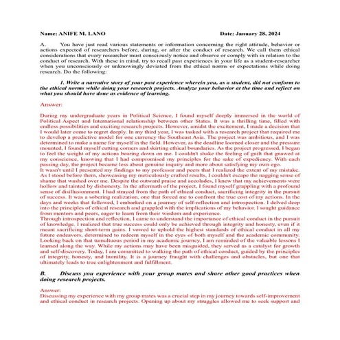 Written Work of education Research in Masteral in MAED major in Social ...