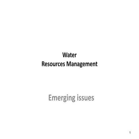 WRM, Emerging Issues. Water Resource management | PPT