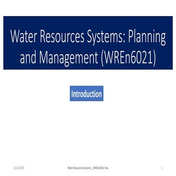 Water Resources System: Planning and Managment | PDF