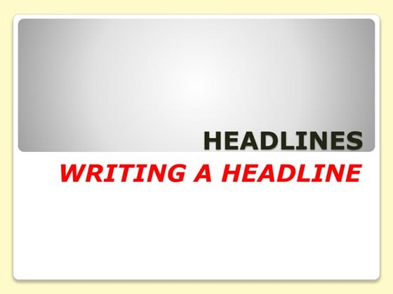 Kinds of headlines | PPTX | Sports