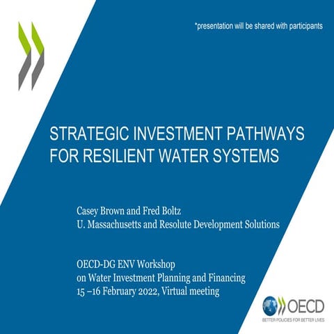 Presentation - Workshop 1: Water Investment Planning and Financing ...