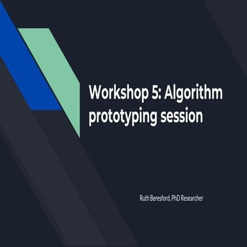 WS5: Algorithm prototyping session | PPT