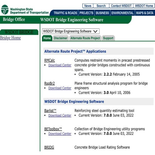 WSDOT Bridge Engineering Software.نصميم الجسور دائرة المواصلات واشنطن..pdf