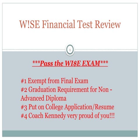 Wise Test Review - Questions, Review, and Practice | PPTX