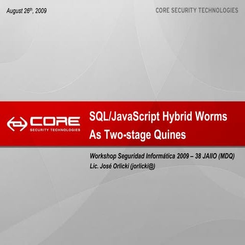 SQL/JavaScript Hybrid Worms As Two-stage Quines | PDF