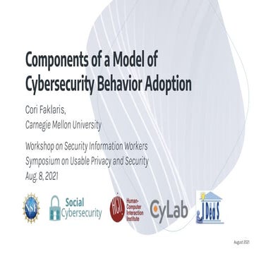 Components of a Model of Cybersecurity Behavior Adoption | PDF
